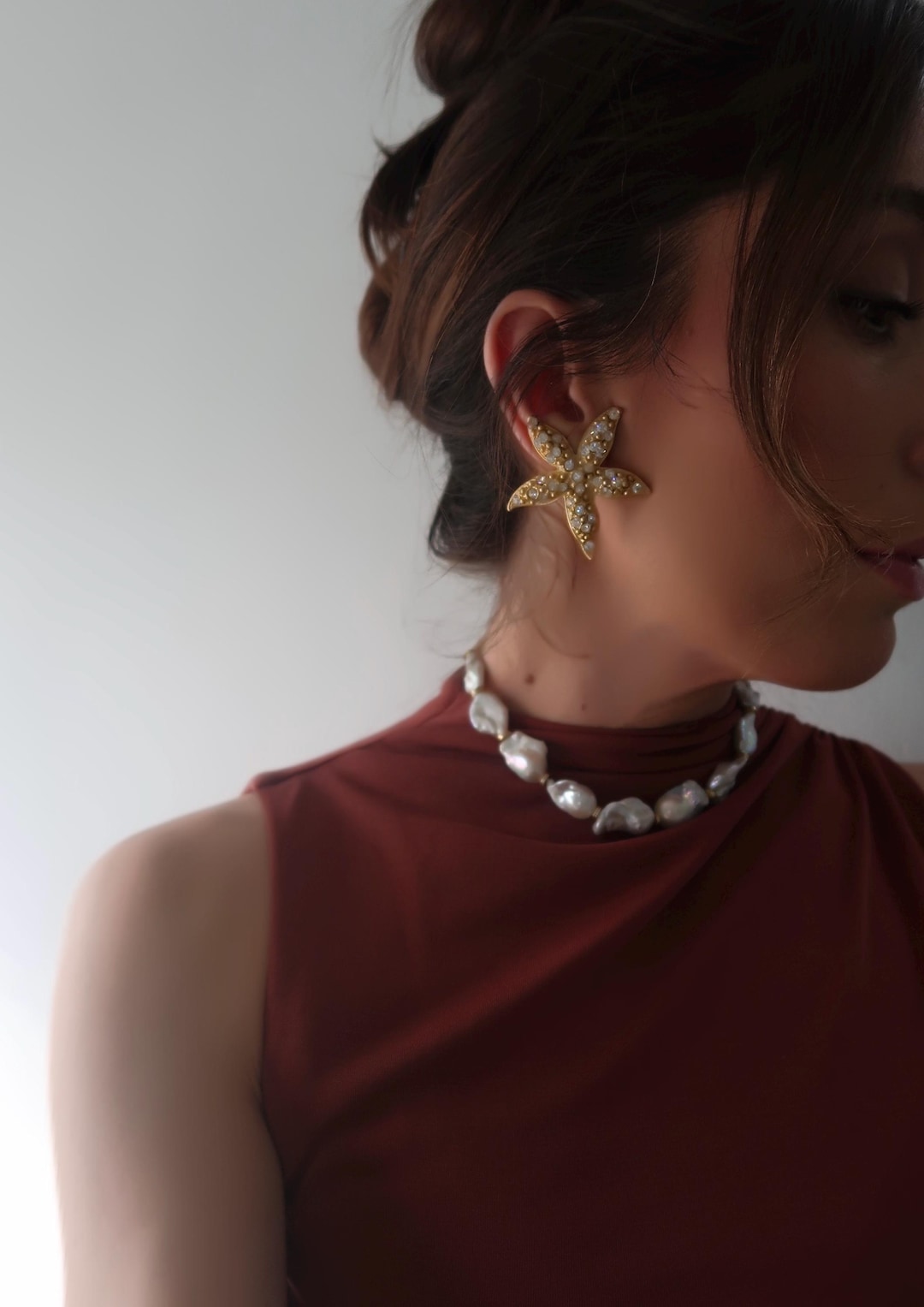 Conch Shell Pearl Choker, Freshwater Pearl Choker, Baroque Pearl ...