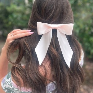 Brigitte Hair Bow Barrette, Light Pink Hair Bow, Grosgrain Hair Bow ...
