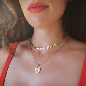 Fishbone Link Necklace, Gold-plated Link Chain Necklace, Gold Chain ...