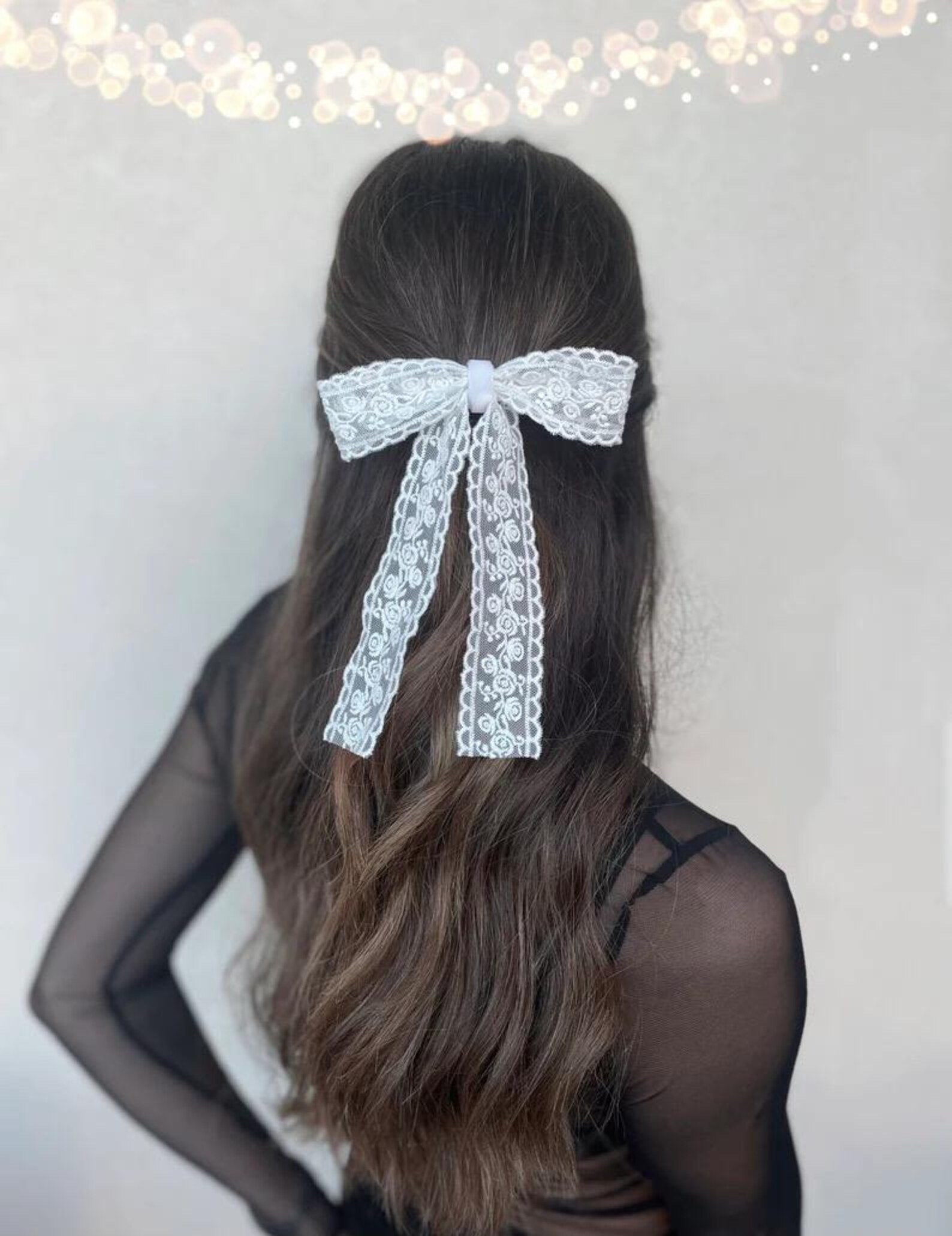 Black Lace Hair Bow Barrette, Delicate Hair Bow, Gift for Her, Classic ...