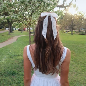 Brigitte Hair Bow Barrette, Ivory Hair Bow, Grosgrain Hair Bow, Lace ...