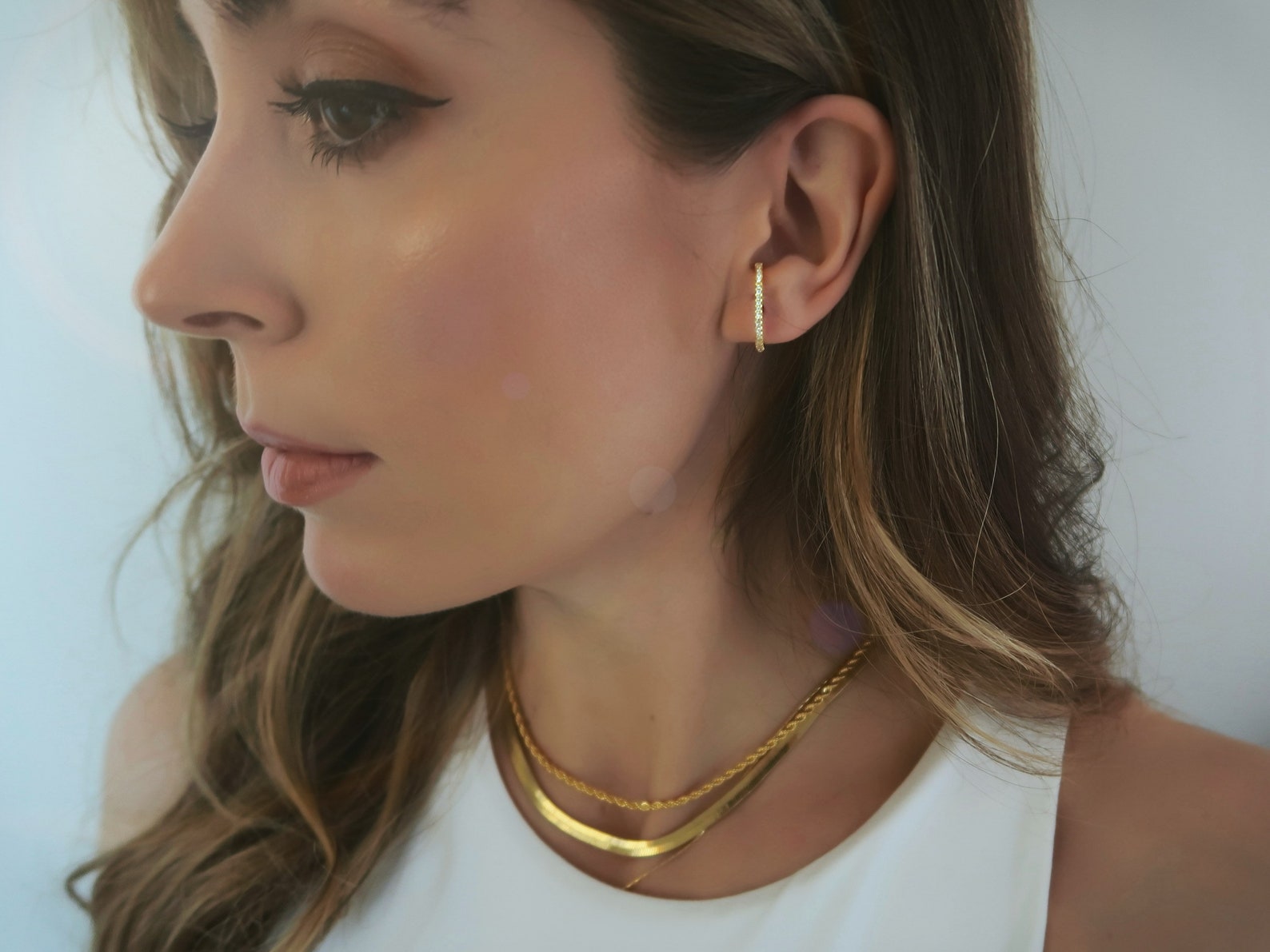 Gold Ear Bar Earrings, Gold-plated Ear Huggies, Simple Gold Earrings ...