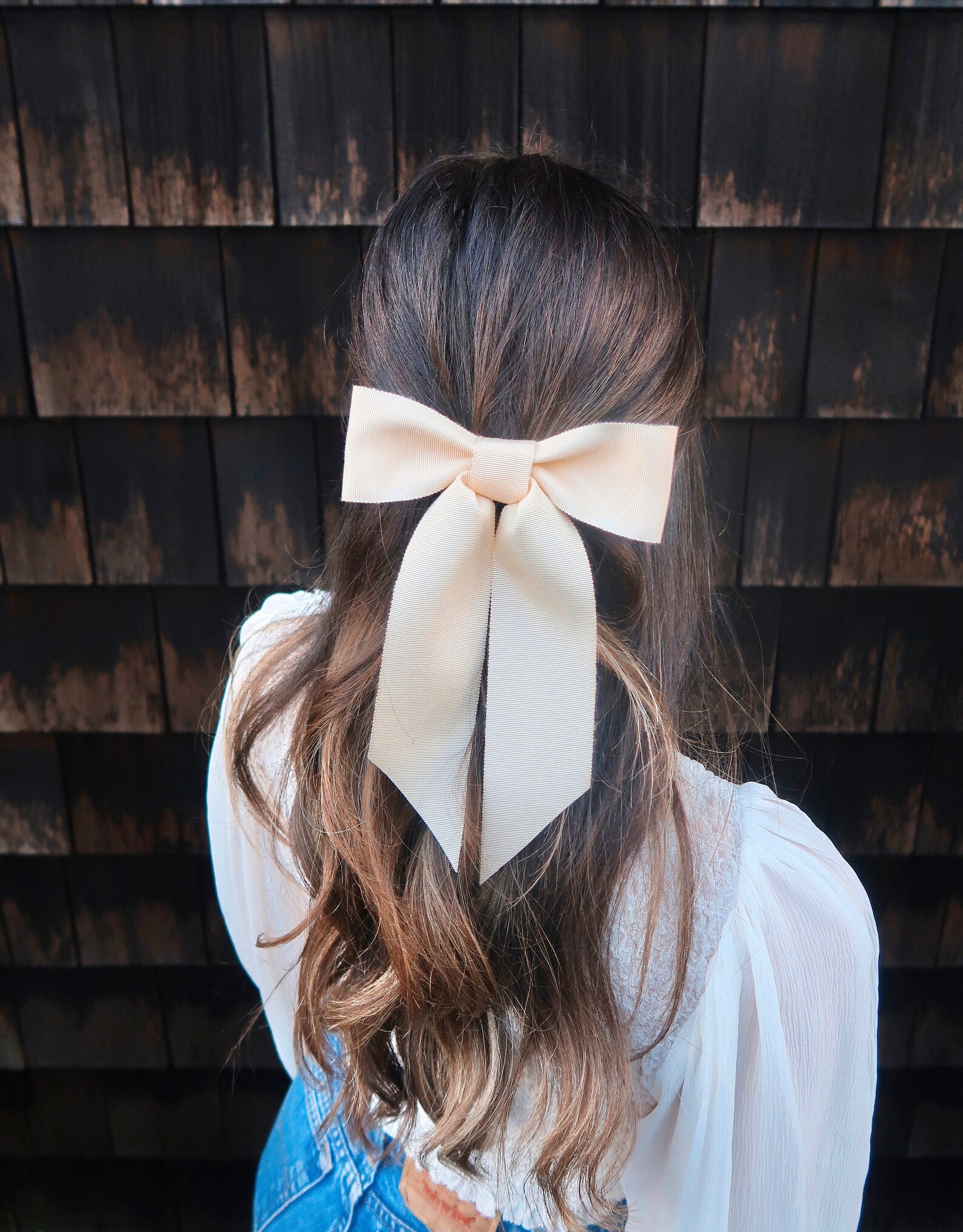 Brigitte Hair Bow Barrette (slim), Dark Sage Green Bow Barrette ...