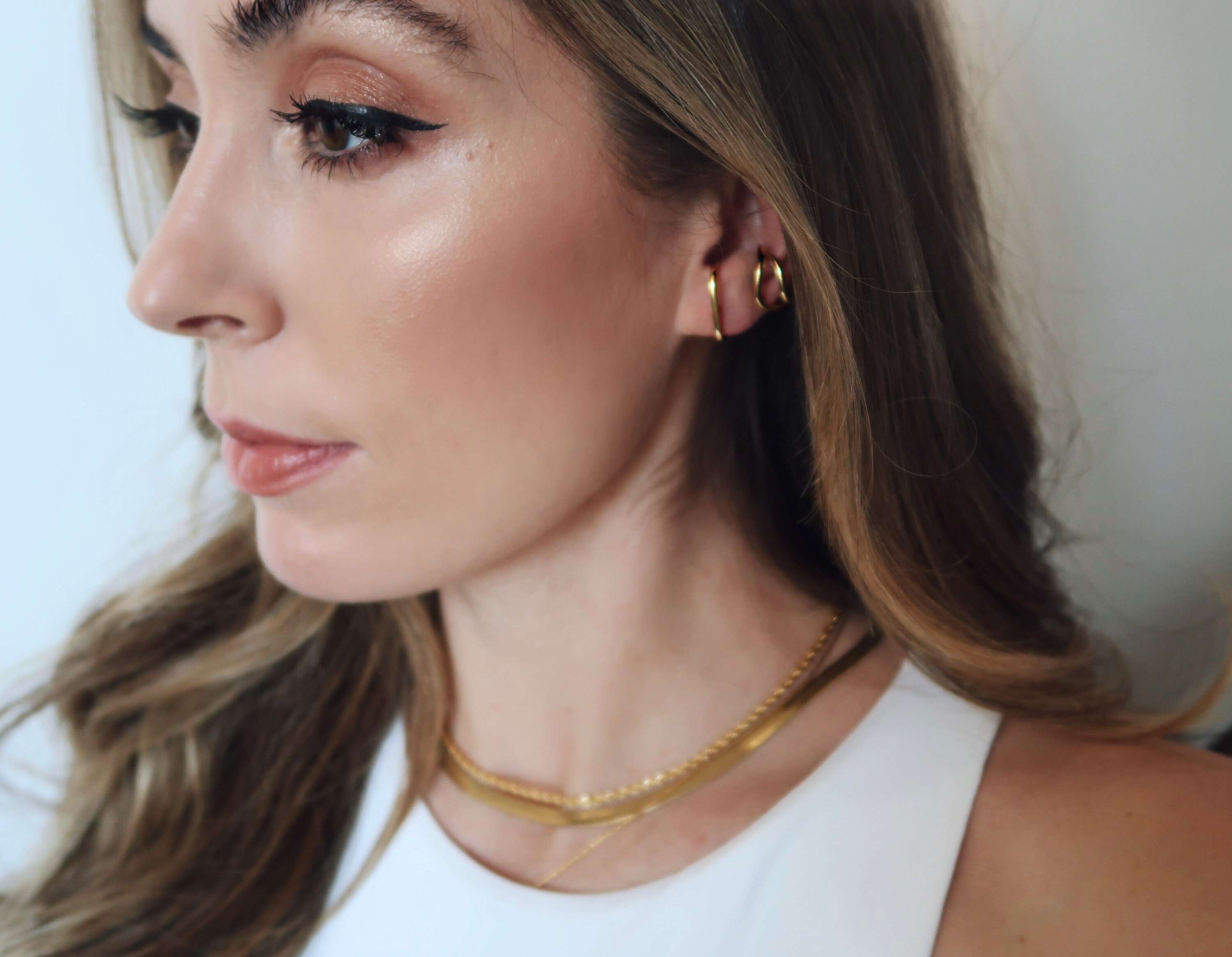 Gold Ear Bar Earrings Gold-plated Ear Huggies Simple Gold - Etsy