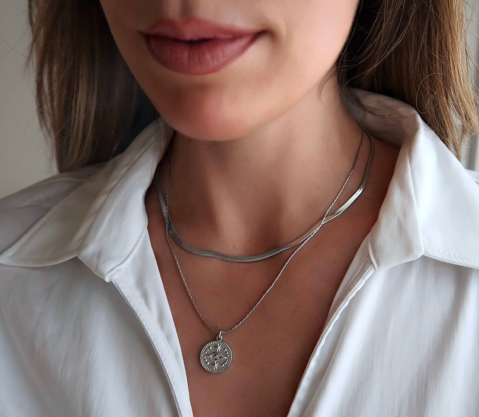 Gold Collar Necklace, Snake Chain Gold Necklace, Herringbone Chain ...