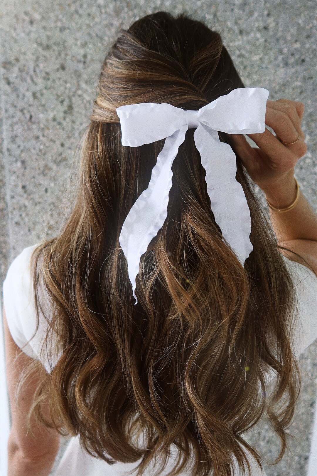Brigitte Hair Bow Barrette, White Hair Bow, Satin Hair Bow, Bridal ...