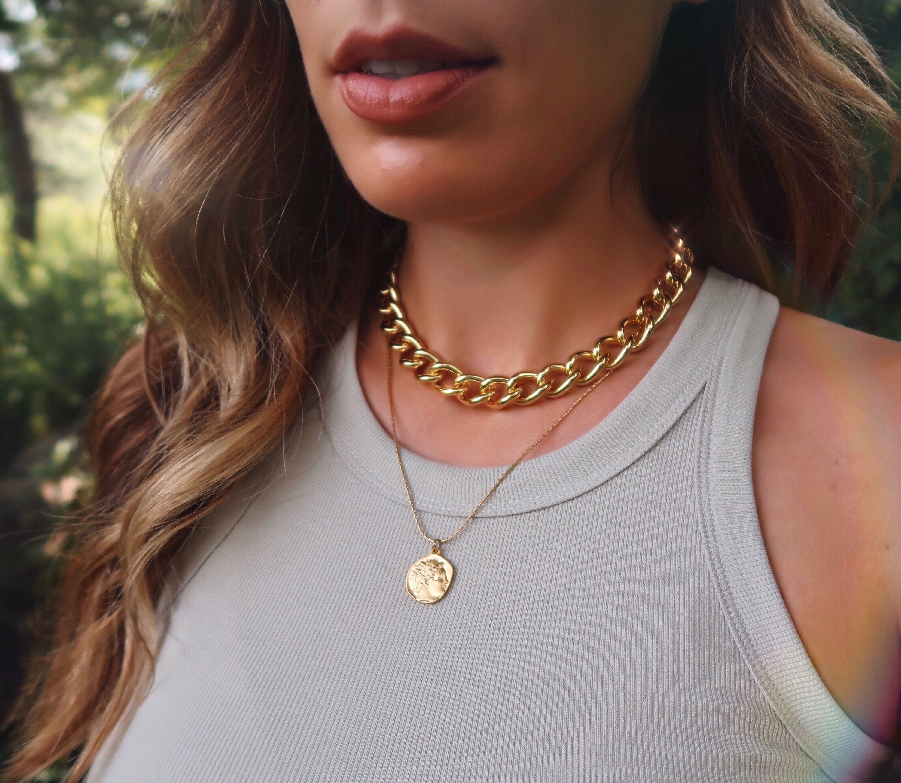 Cuban Link Necklace Gold-plated Curb Chain Necklace Gold - Etsy