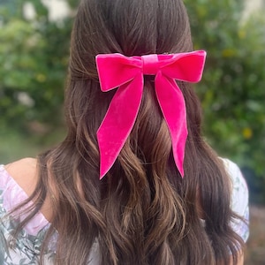 Brigitte Hair Bow Barrette, Pink Hair Bow, Easter Hair Bow, Rose Gold ...