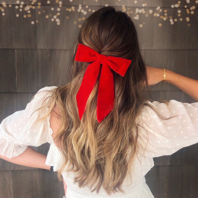 Big Red Hair Bow - Etsy