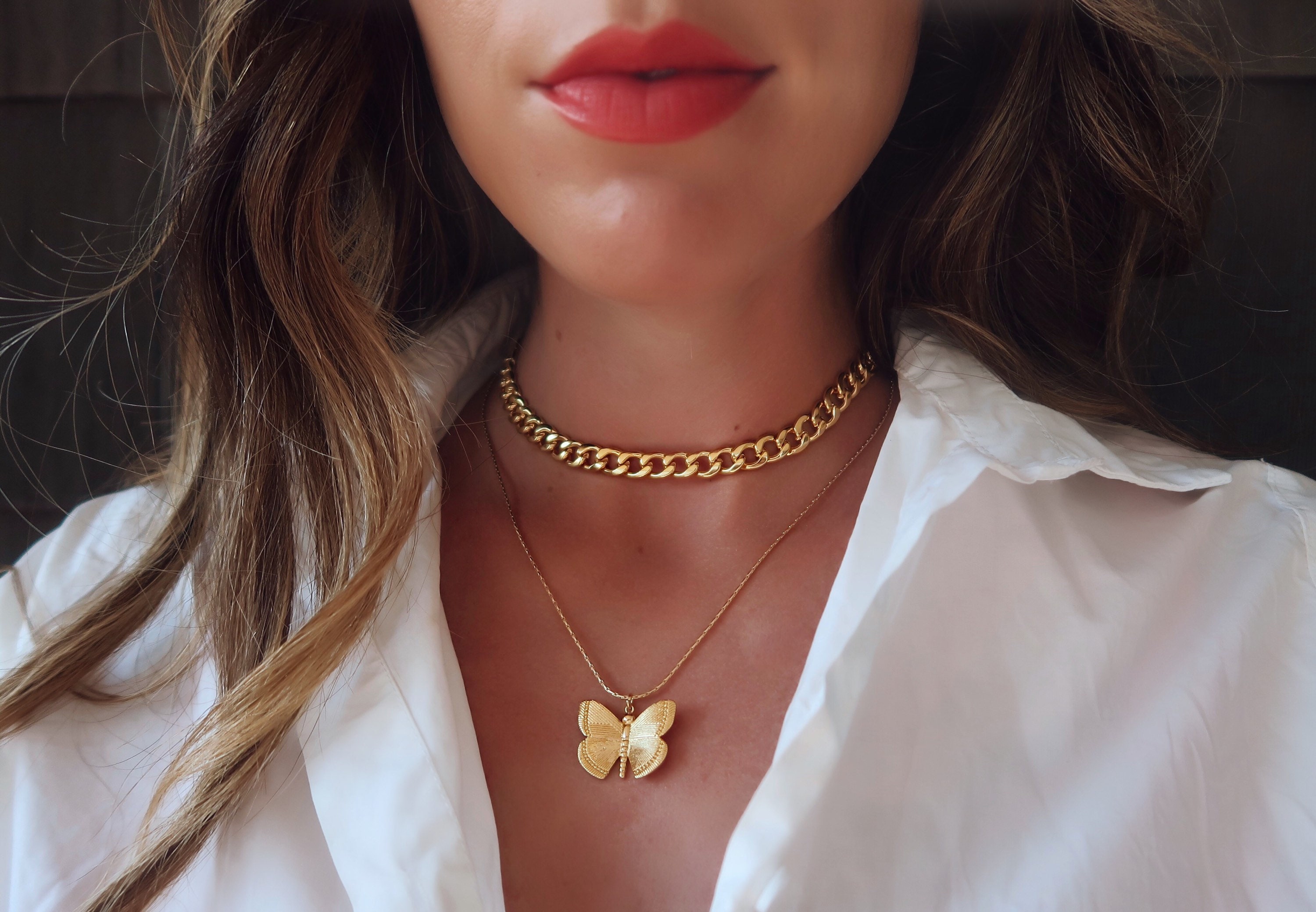 Butterfly Charm Necklace Gold-Plated Butterfly Necklace Gold | Etsy