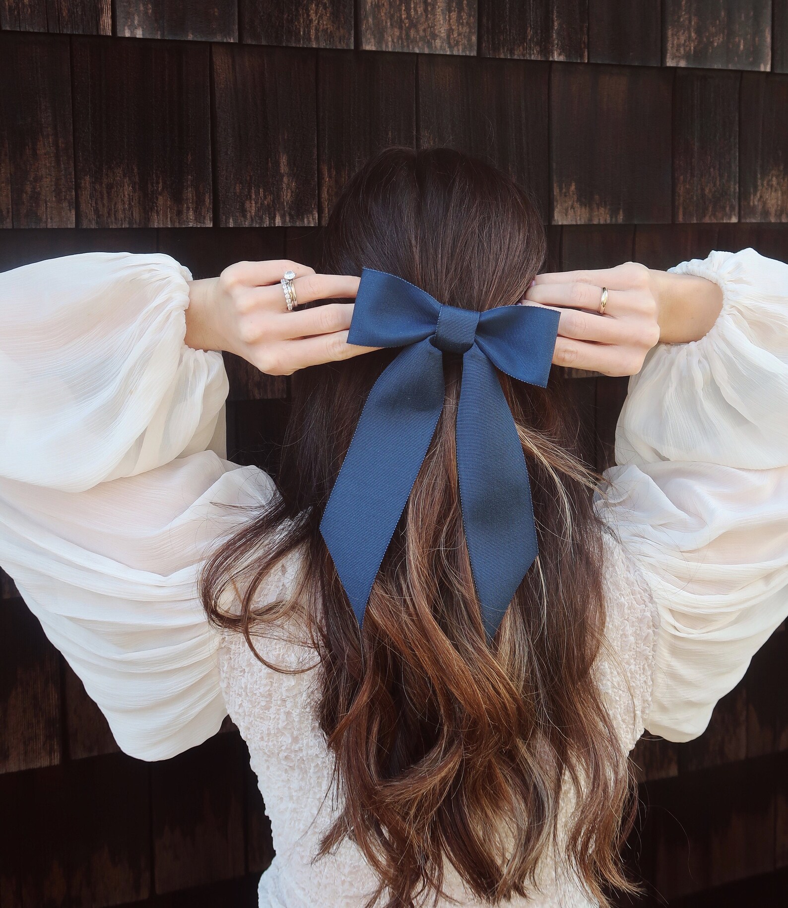 Brigitte Hair Bow Barrette (slim), Dark Sage Green Bow Barrette ...