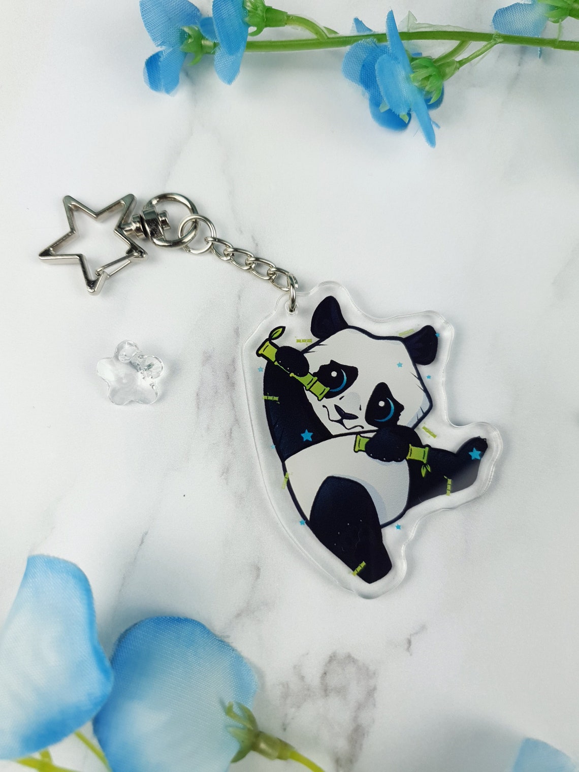 Panda Keyring Bamboo Acrylic Keychain Cute Gift - Etsy