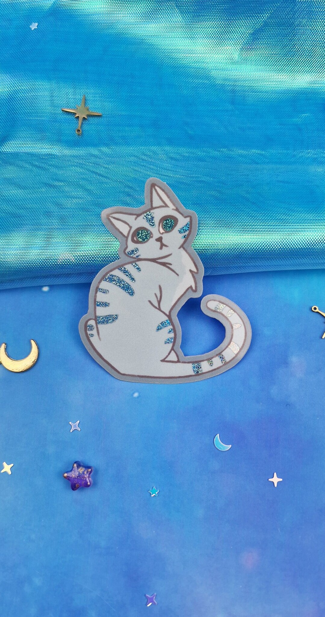 Cute Cat Sticker | Adorable Pixie Dust Cat Sticker | Holographic Vinyl Sticker | Waterproof ...