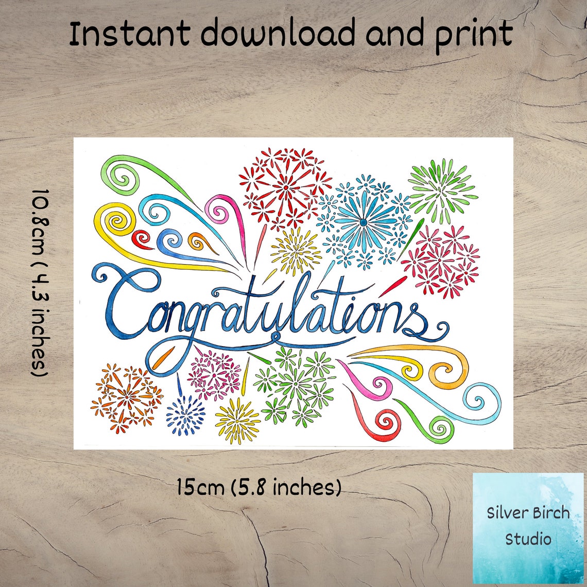 Congratulations Card / Printable Congratulations Card / Instant ...