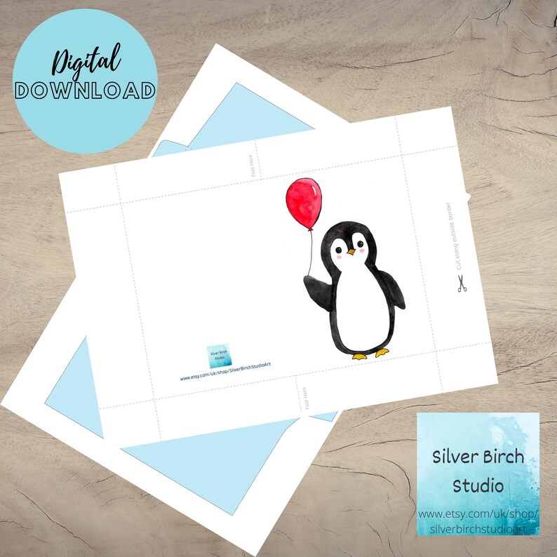 Penguin Card/instant Download Card/printable Greeting Card/cute Penguin ...