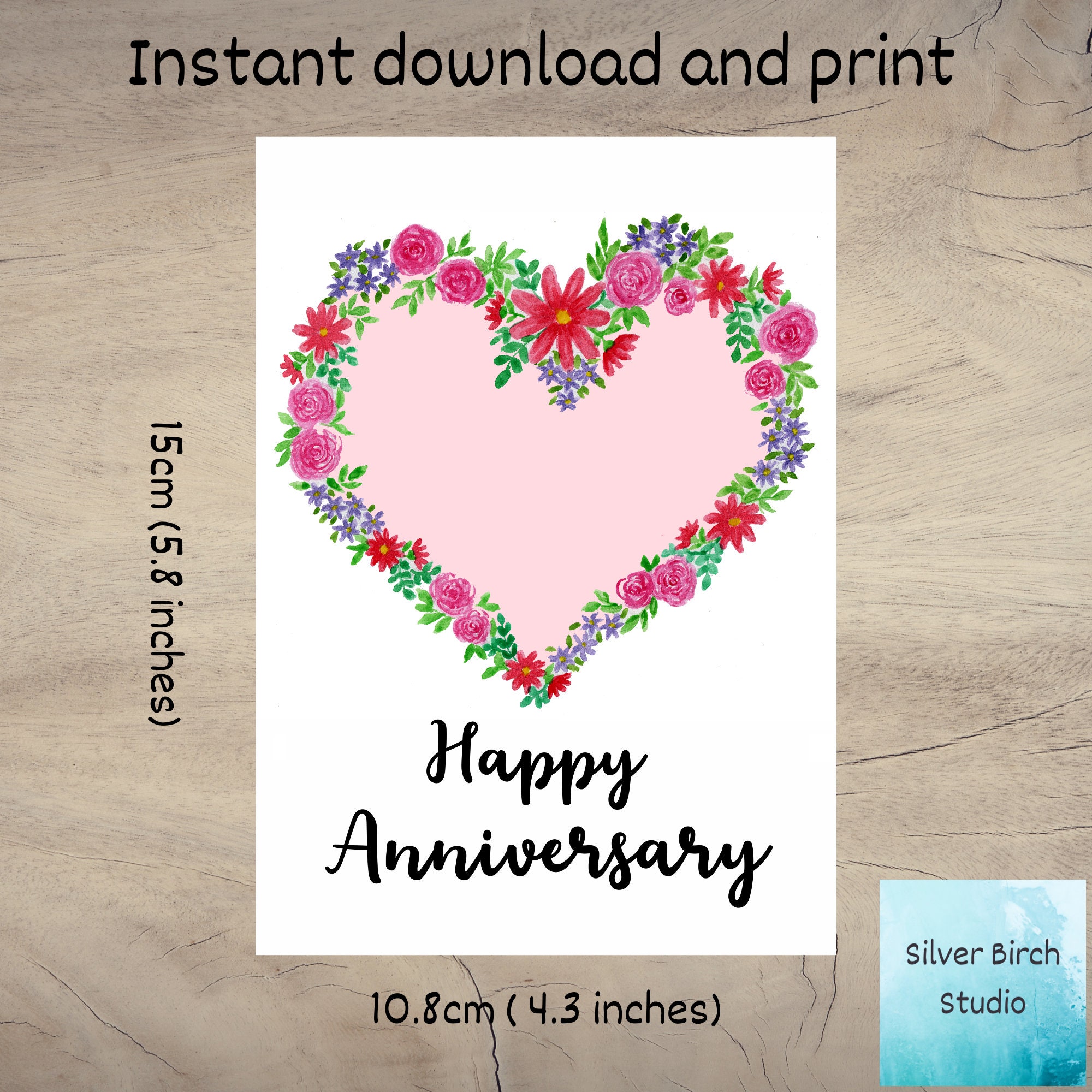 Print Anniversary Card Printed Anniversary Card, Free Personalisation