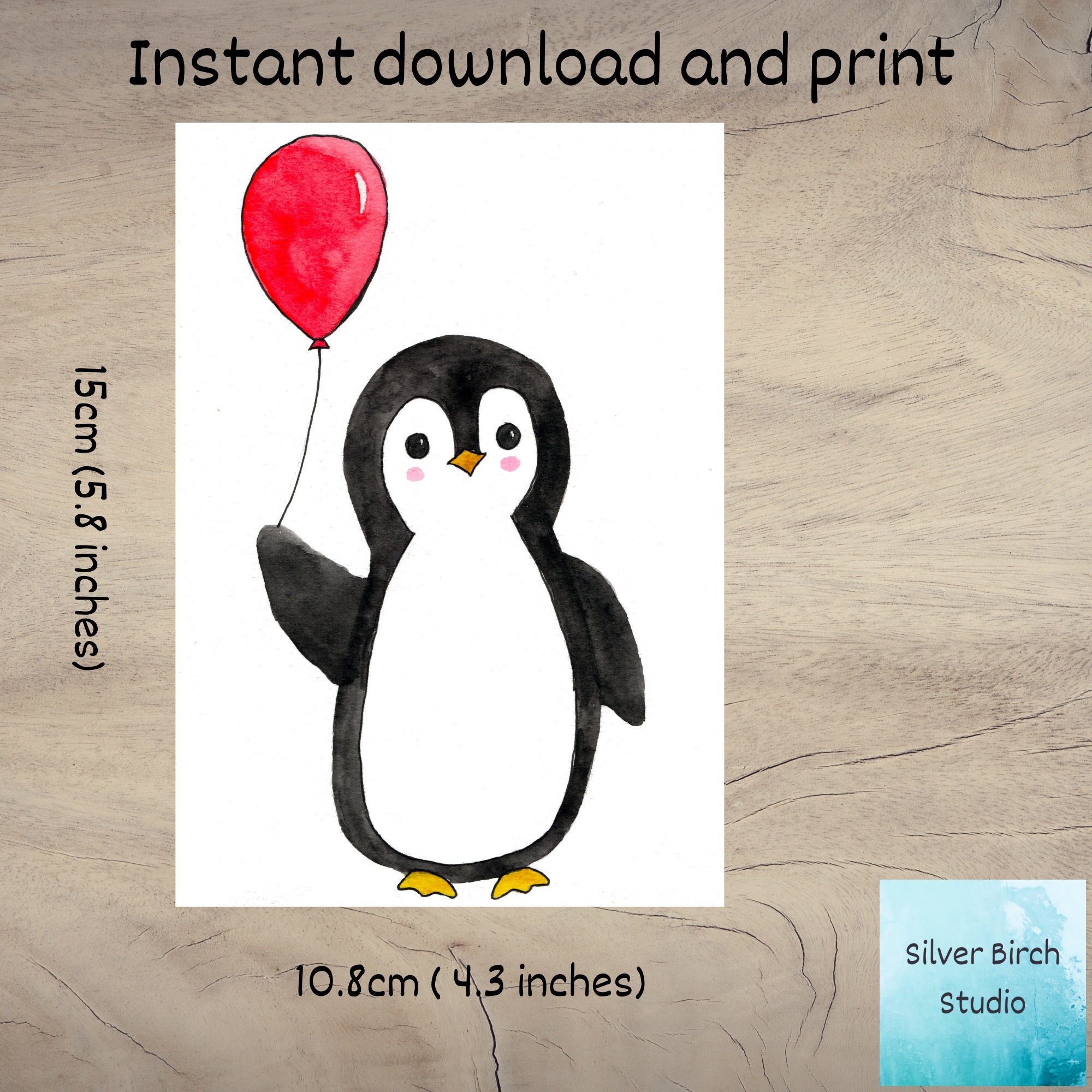 Penguin Card/instant Download Card/printable Greeting Card/cute Penguin ...