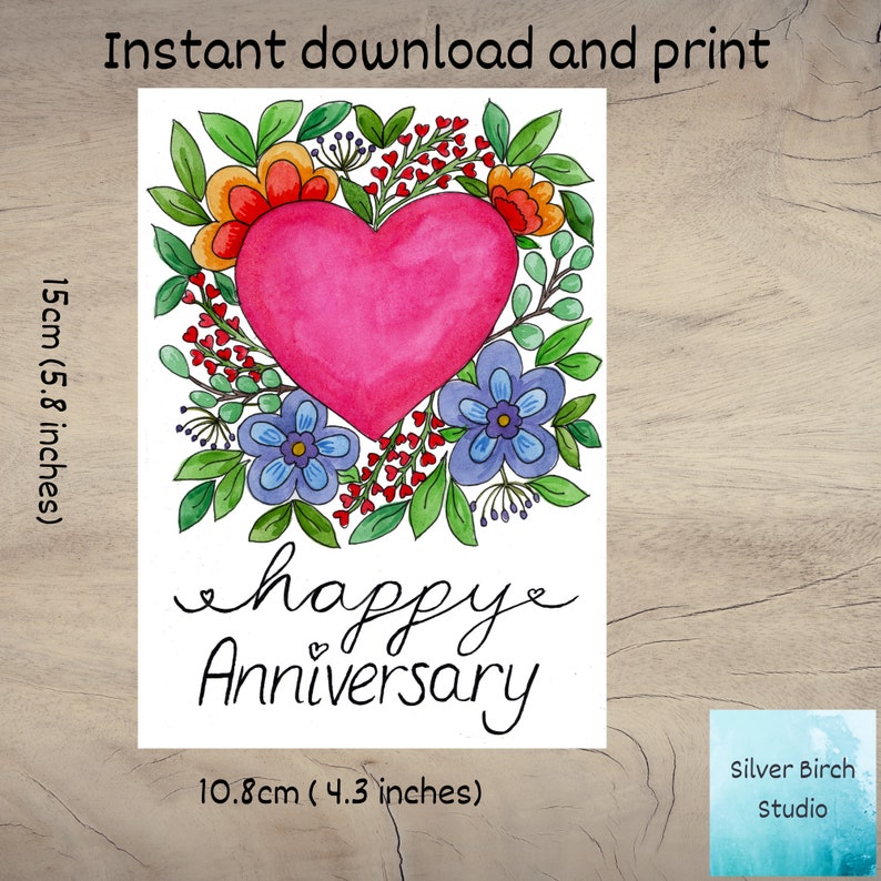Anniversary Card/printable Anniversary Card/instant Download ...