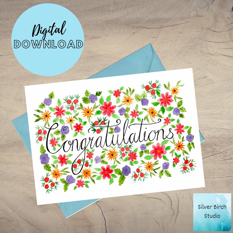 Congratulations Card / Printable Congratulations Card / Instant ...