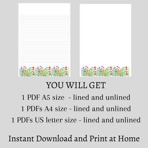 Wildflower Printable Writing Paper Writing Paper Printable - Etsy