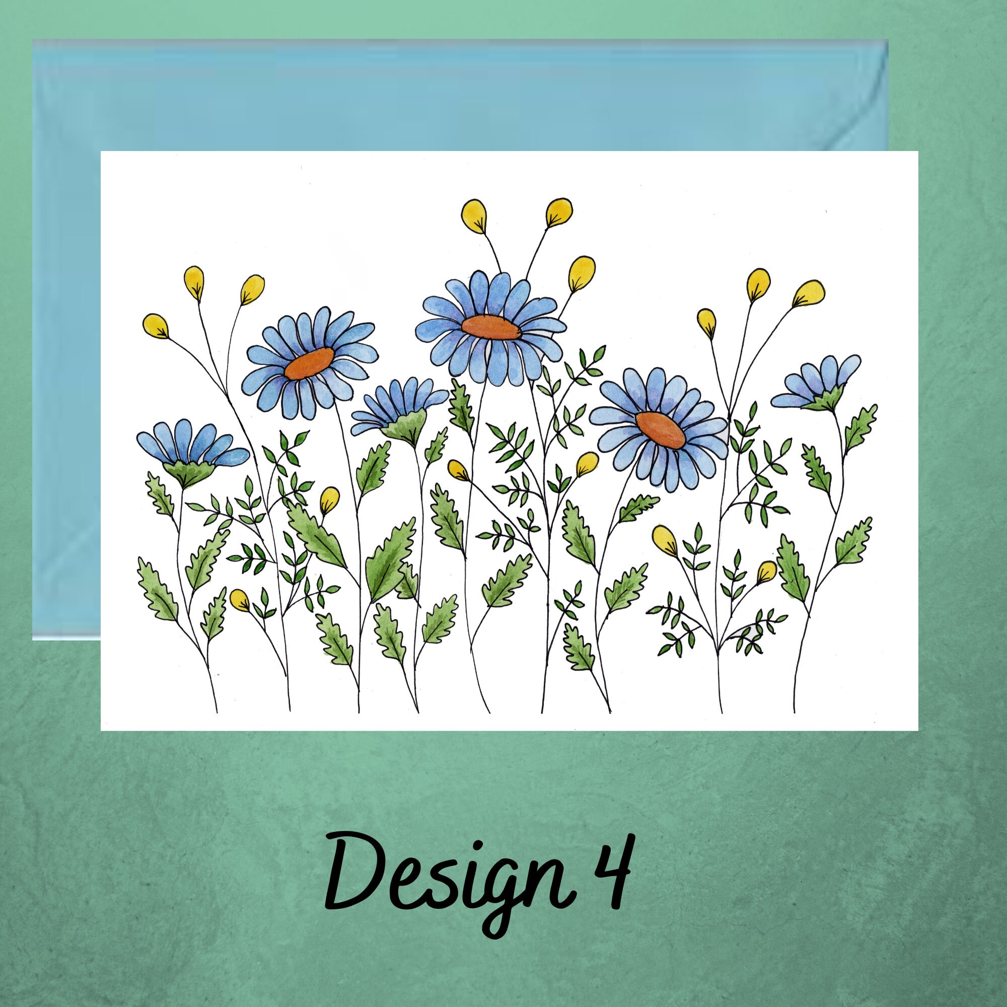 Set of 4 Watercolor Floral Cards Printable Cards Set of - Etsy