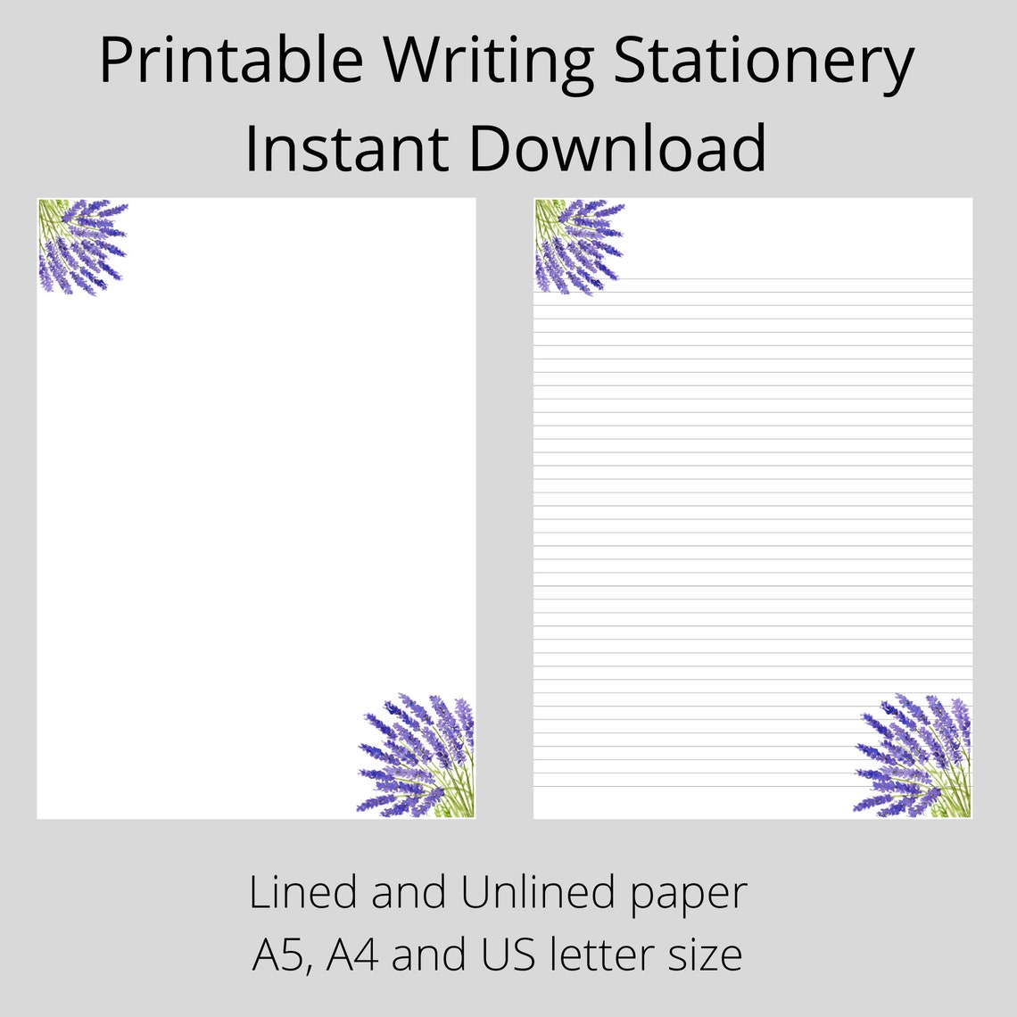Lavender Printable Writing Paper, Lavender Writing Paper, Printable ...