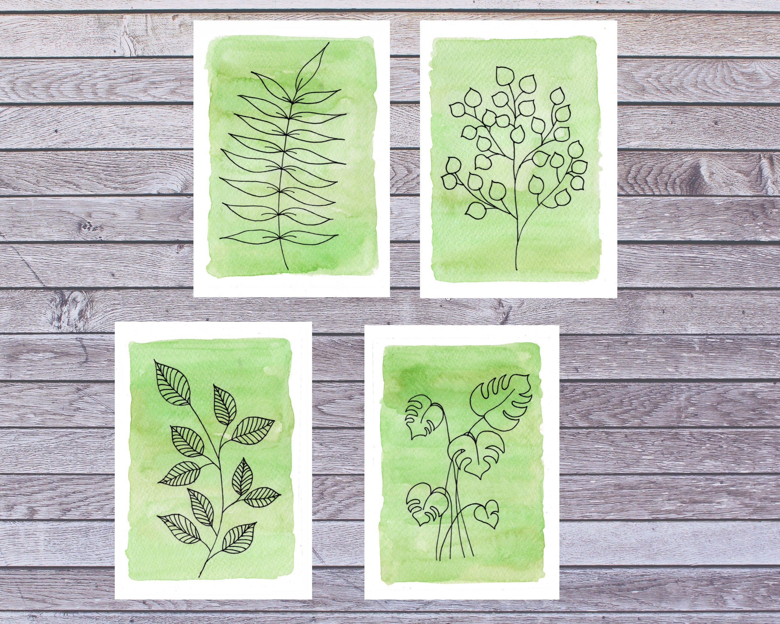 Printable Leaf Postcards, Art Postcards, Postcard Set, Botanical ...