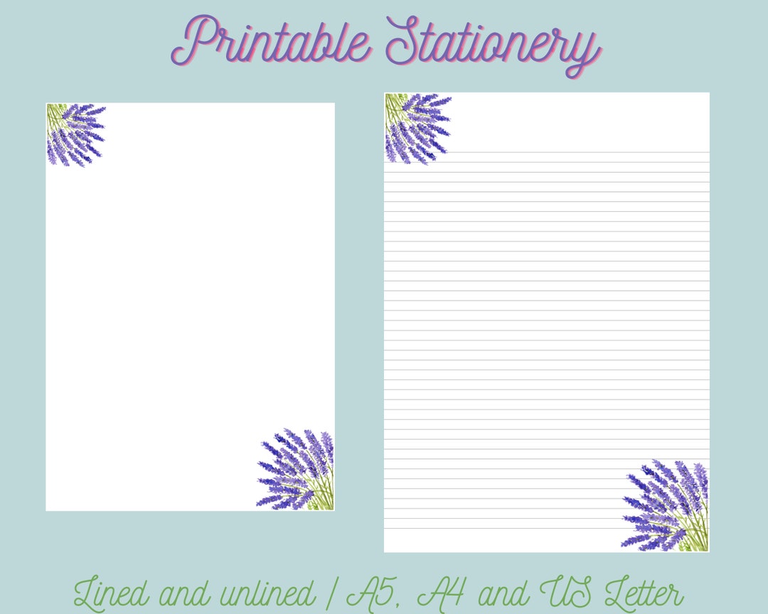 Lavender Printable Writing Paper, Lavender Writing Paper, Printable ...