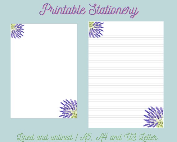 Lavender Printable Writing Paper Lavender Writing Paper - Etsy