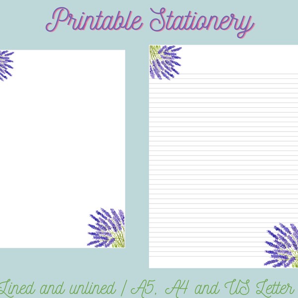 Lavender Writing Paper - Etsy