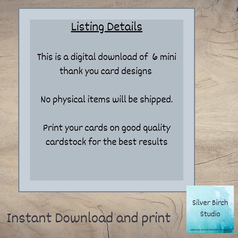 Set of 6 Floral Cards, Printable Mini Cards, Set of Flower Cards, Just ...