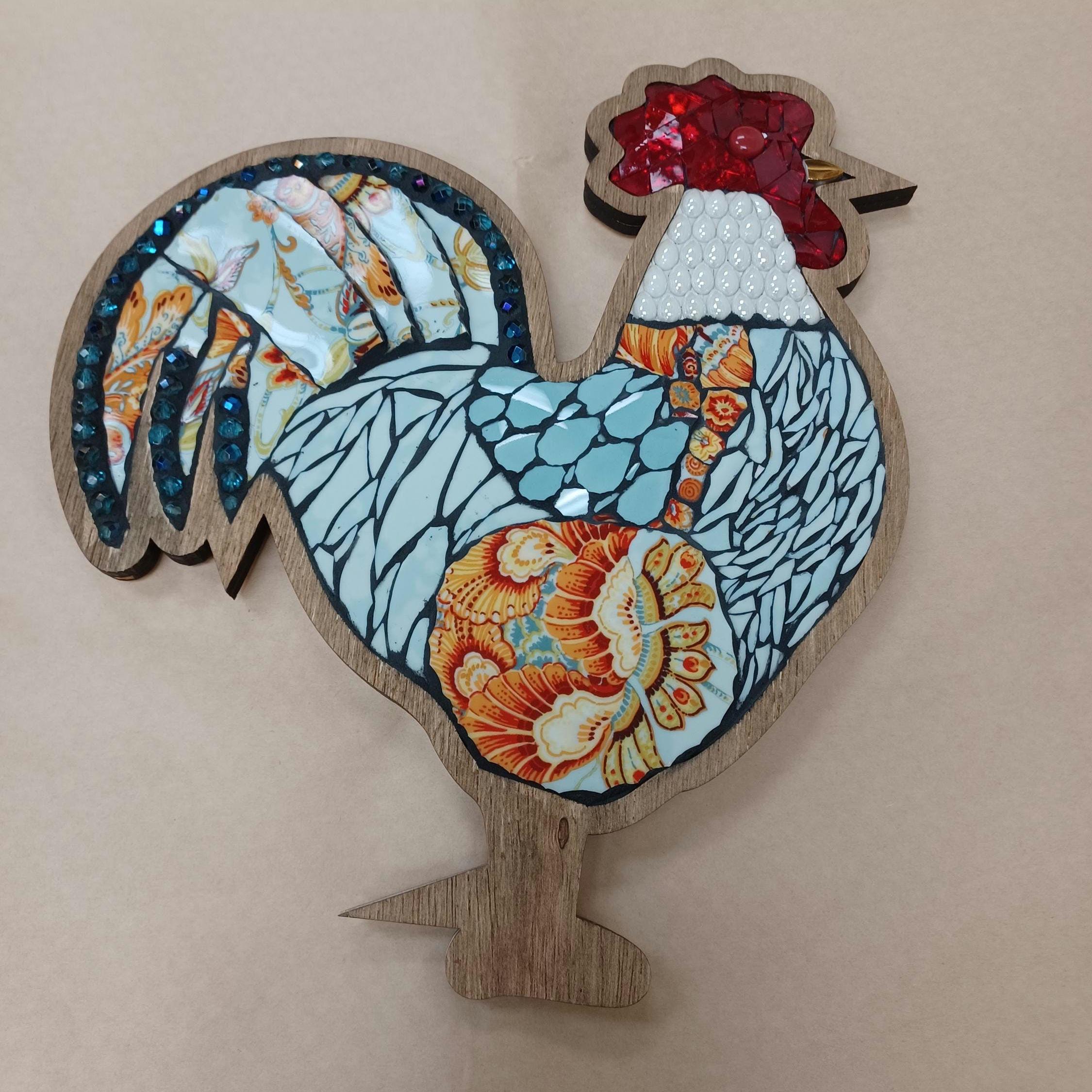 Rooster Blues Mosaic Wall Art: Upcycled Dinnerware - Etsy