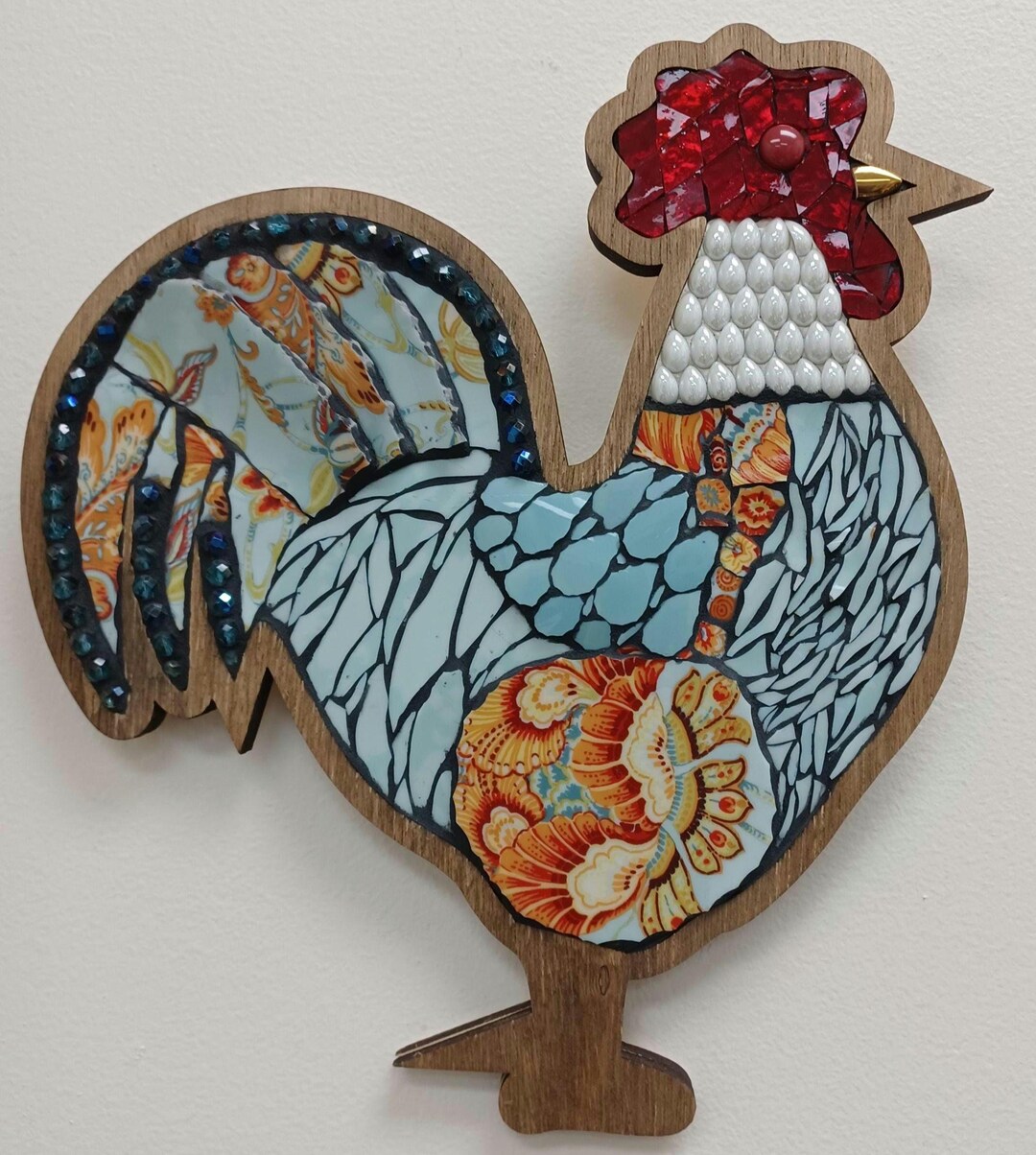 Rooster Blues Mosaic Wall Art: Upcycled Dinnerware - Etsy