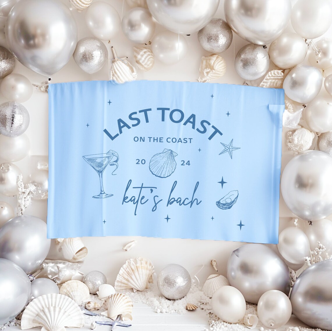 Custom Beach Welcome Sign Last Toast on the Coast Custom Backdrop ...