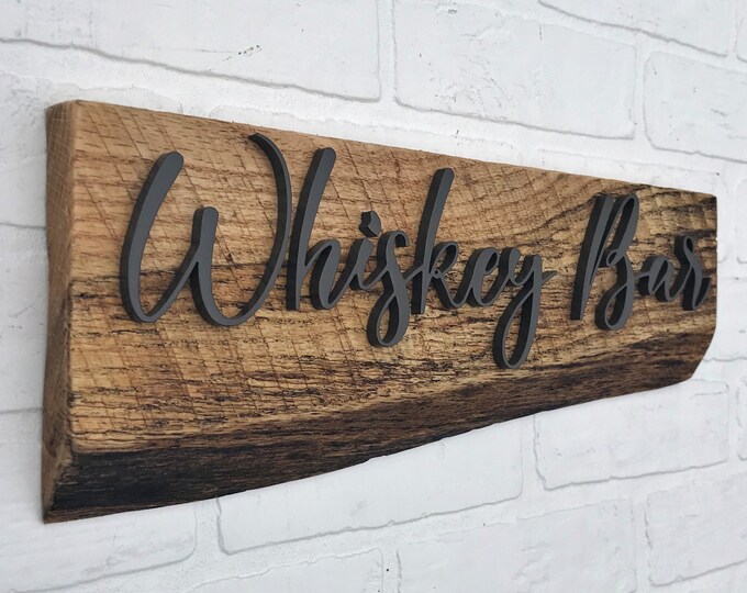 3D Reclaimed Wood Whiskey Bar Sign, Rustic Home Bar Signs, Whiskey Bar ...