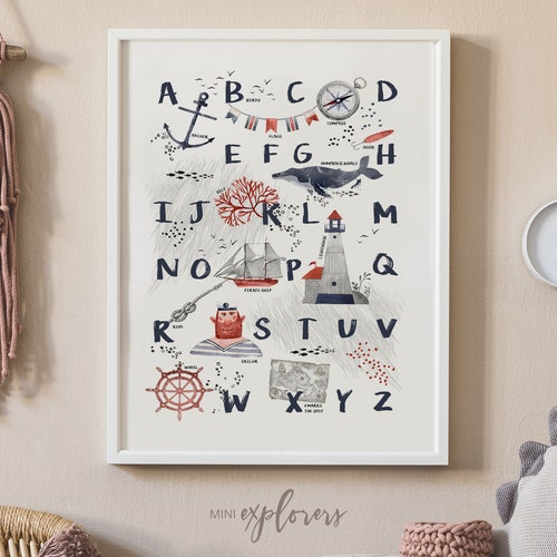 Nautical Alphabet Nautical Nursery Art Printable Alphabet - Etsy
