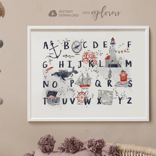 Nautical Alphabet Nautical Nursery Art Printable Alphabet - Etsy