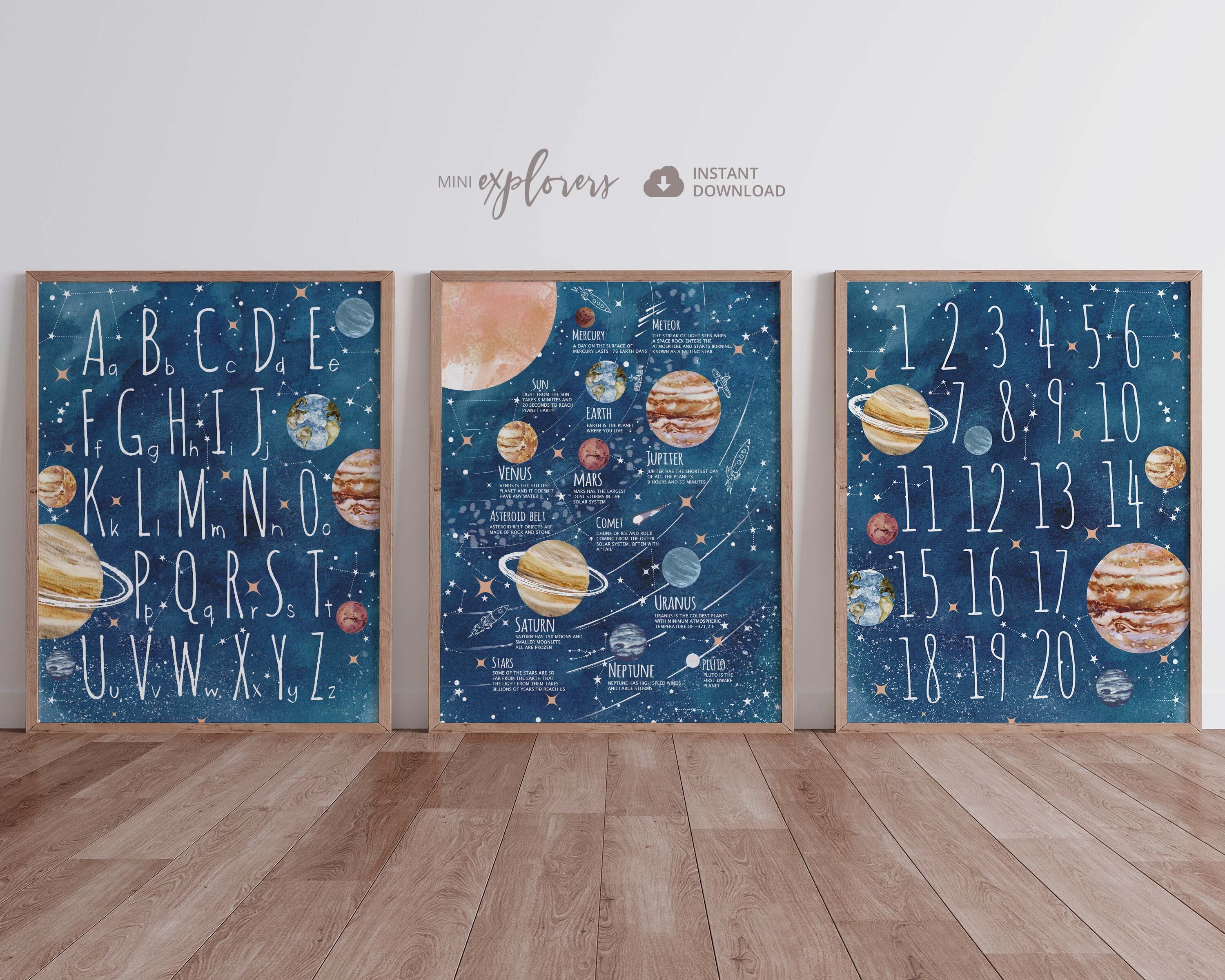 Solar System Print Set of 3 Instant Download - Etsy
