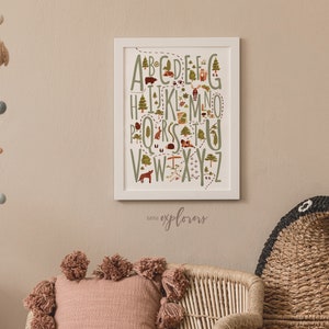 Woodland Abc Poster, Animal Alphabet, Kid Adventure Print, Outdoors ...