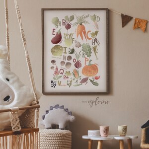 Printable Vegetable Alphabet and Numbers Set, Play Kitchen Accessories ...