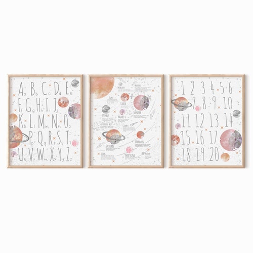 Pink Solar System Print Space Girl Printable Wall Art - Etsy