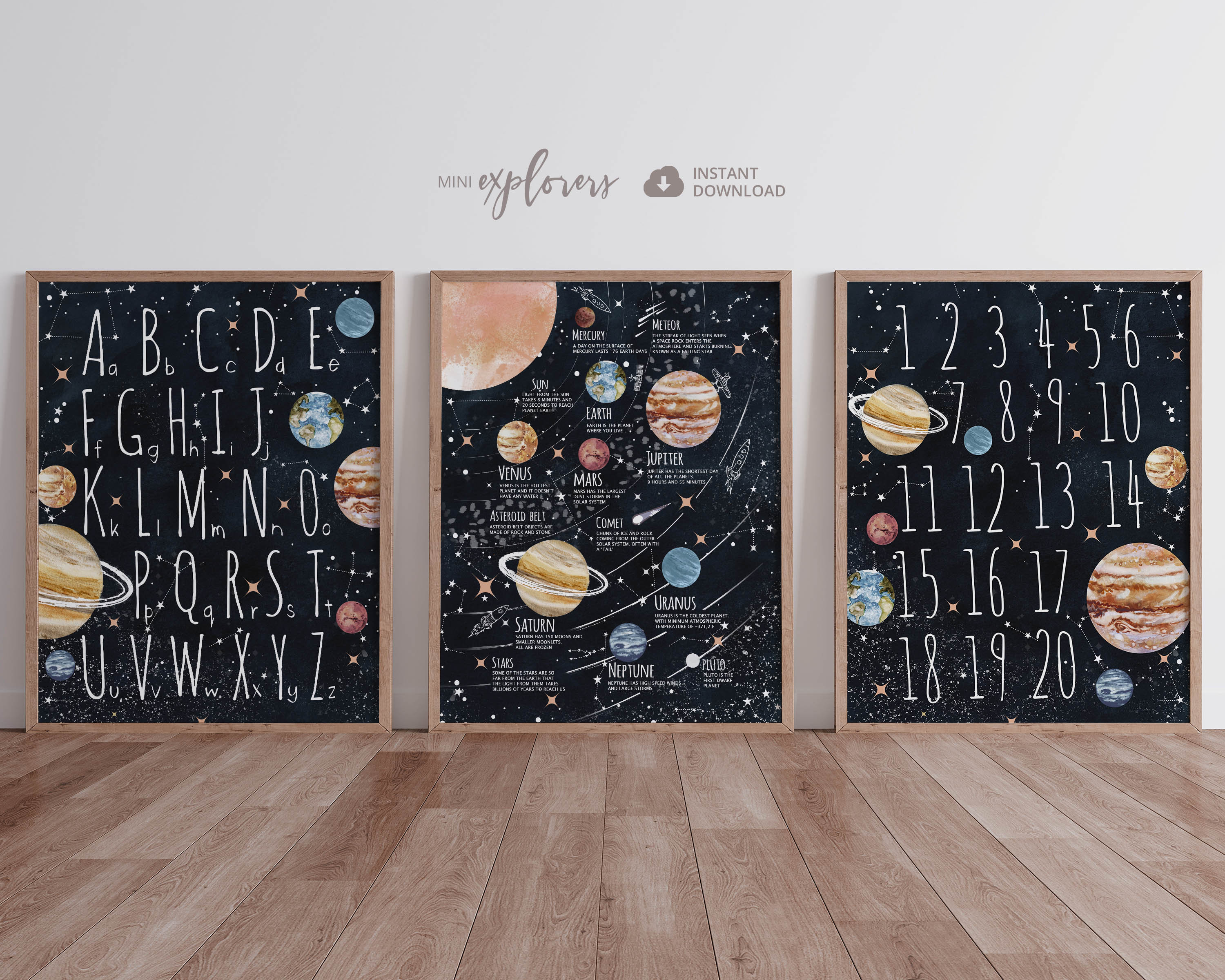 Solar System Print Set of 3 Instant Download - Etsy