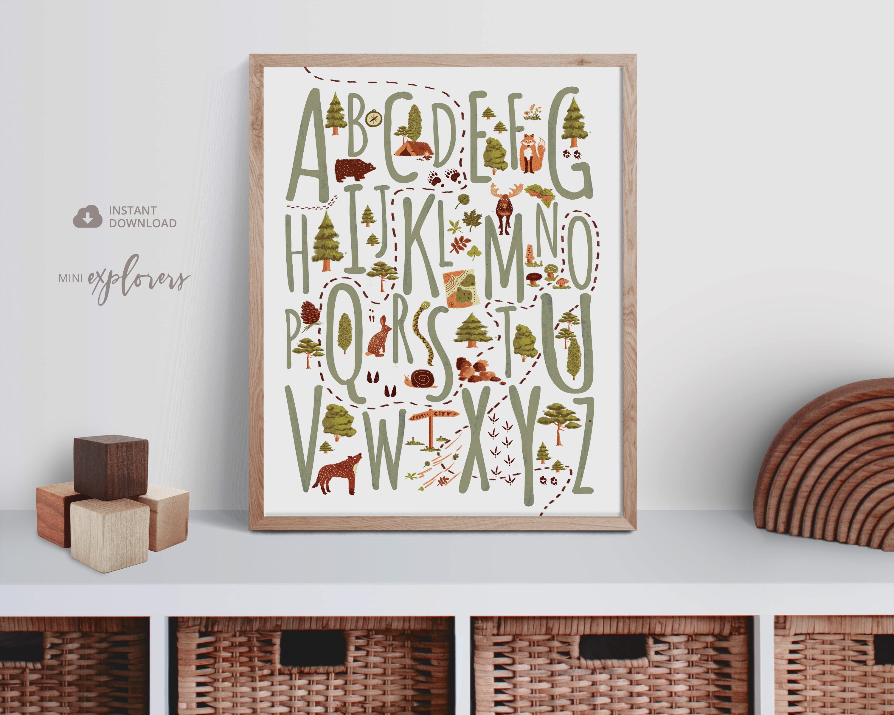 Woodland Abc Poster Animal Alphabet Kid Adventure Print - Etsy