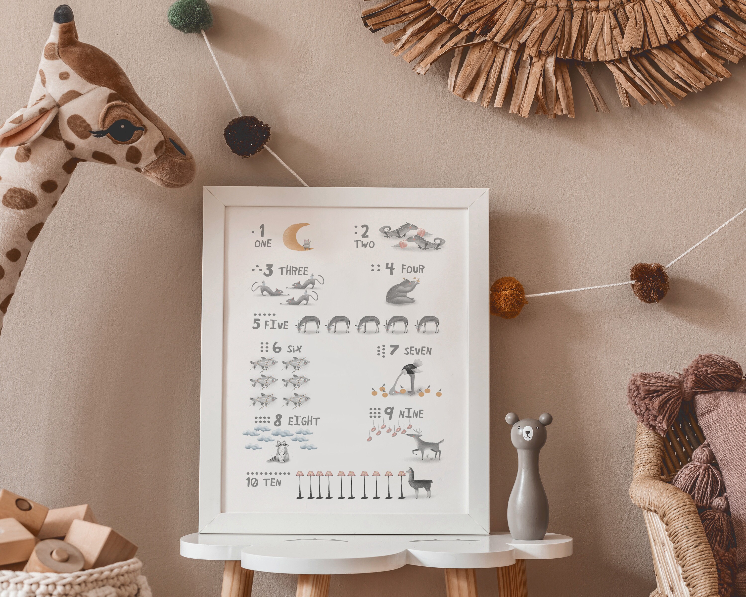 Printable Number Poster With Animals Woodland Themed Decor - Etsy