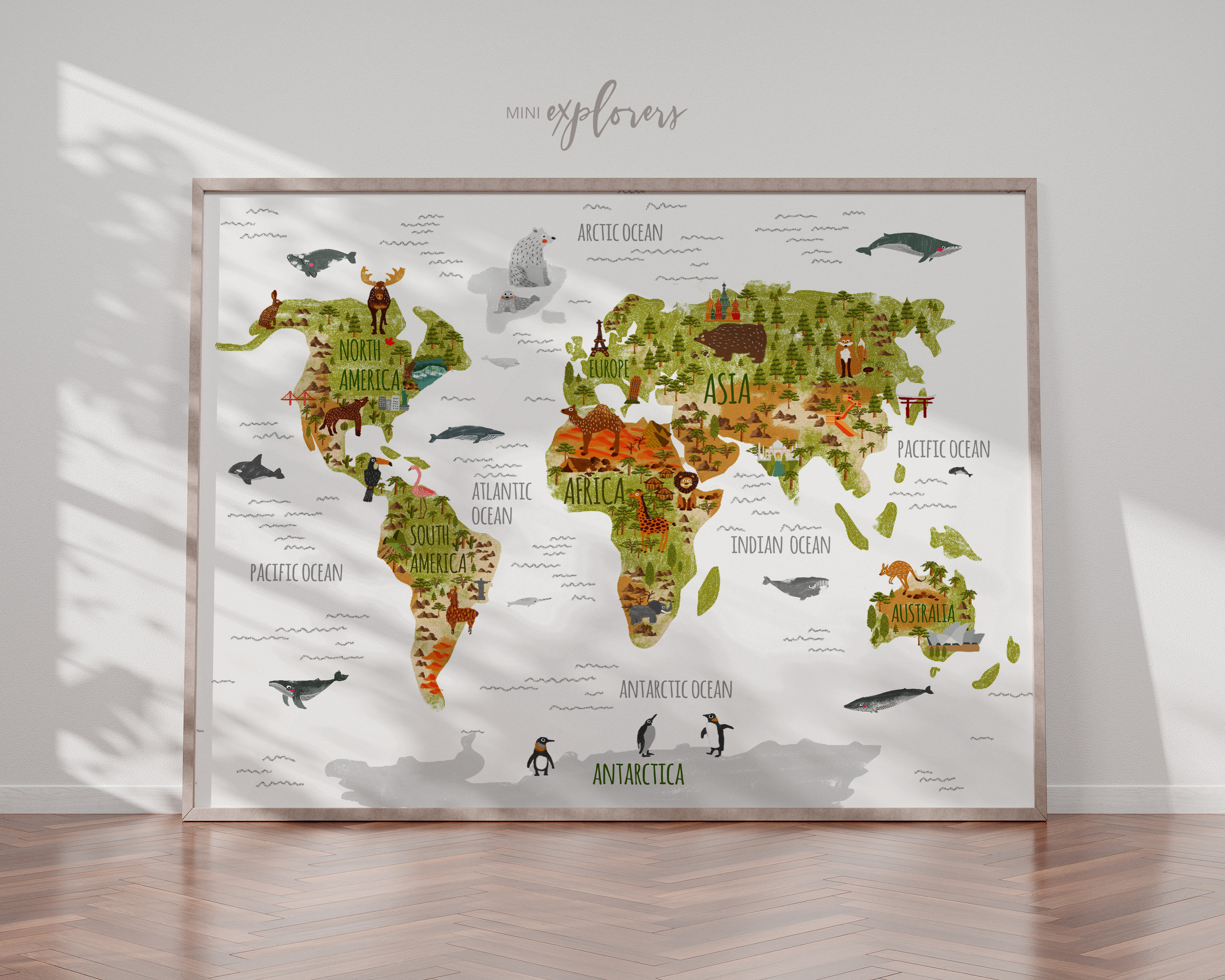 Printable World Map Woodland Theme Nursery Print World Map | Etsy