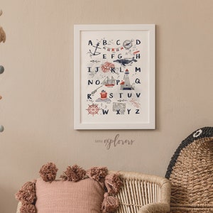 Nautical Alphabet, Nautical Nursery Art, Printable Alphabet Poster ...
