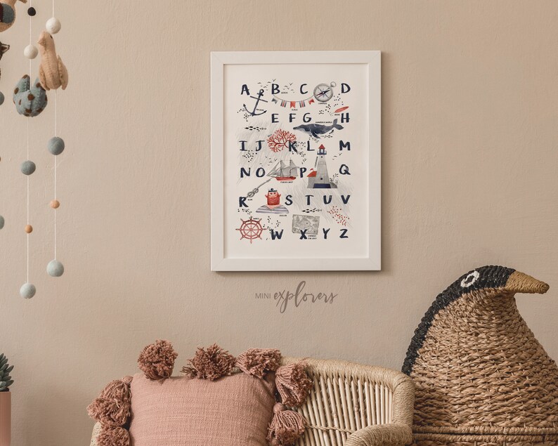 Nautical Alphabet Nautical Nursery Art Printable Alphabet - Etsy