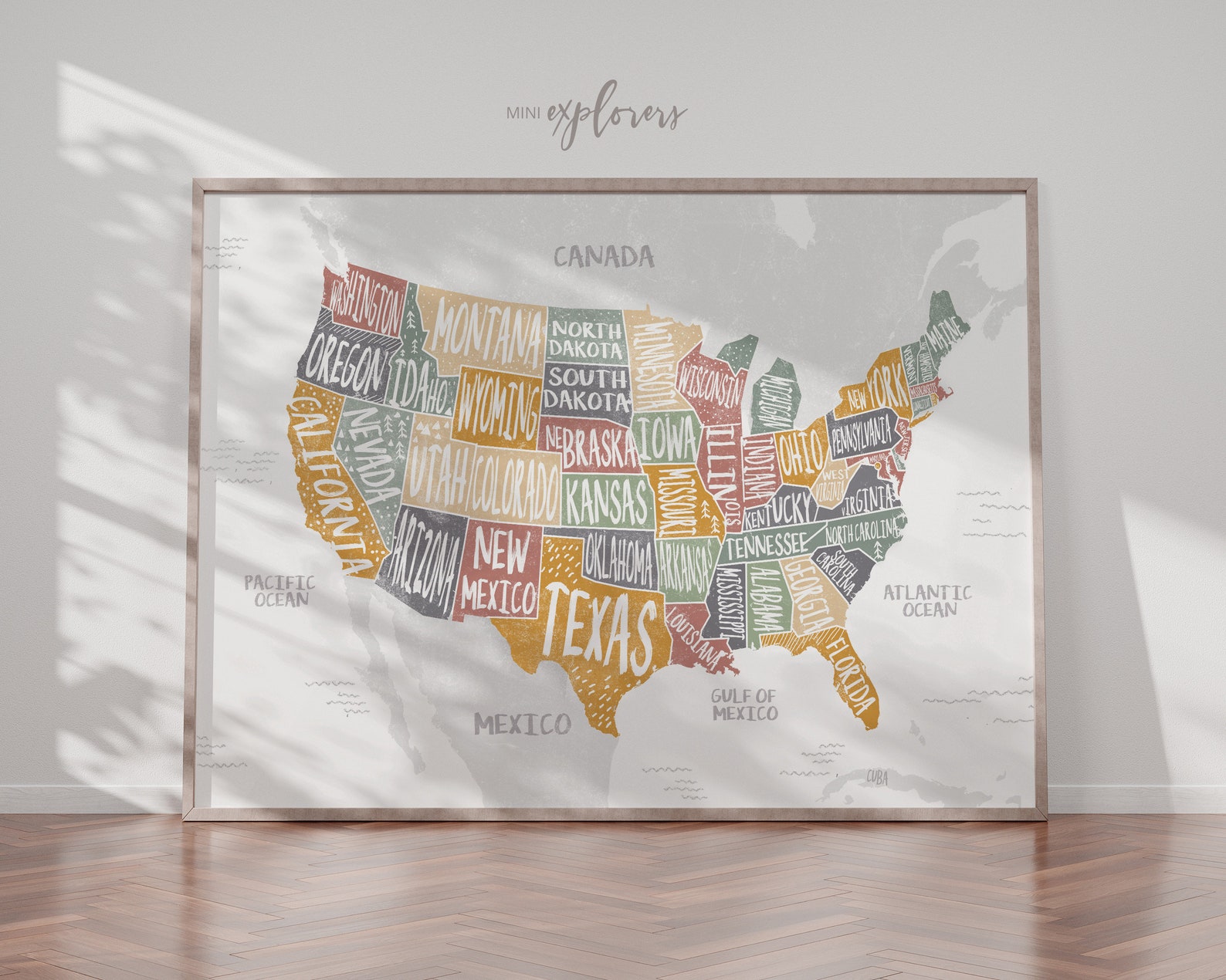 USA Map for Kids Unites States Poster Illustrated Map Print - Etsy