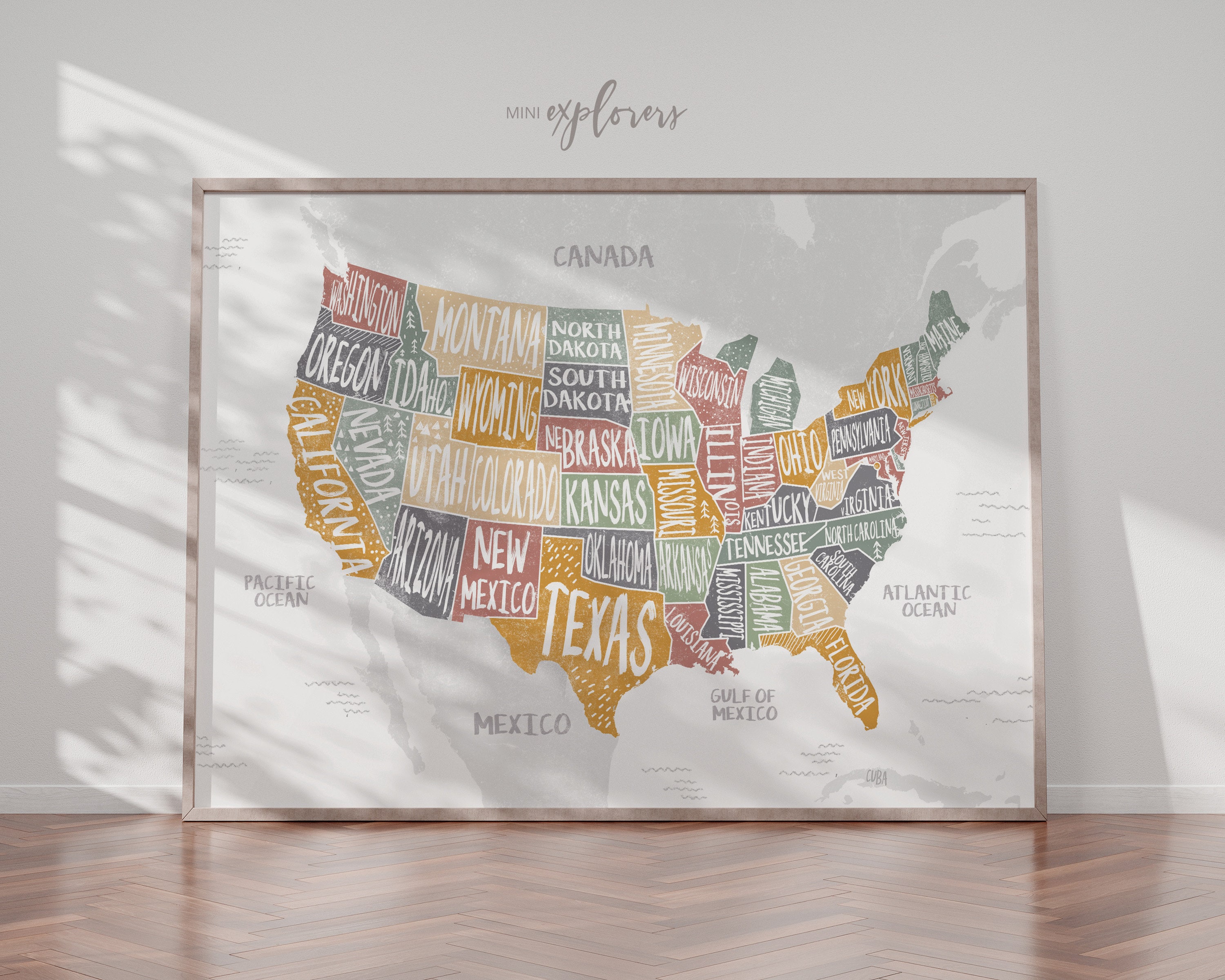 USA Map for Kids Unites States Poster Illustrated Map Print - Etsy UK
