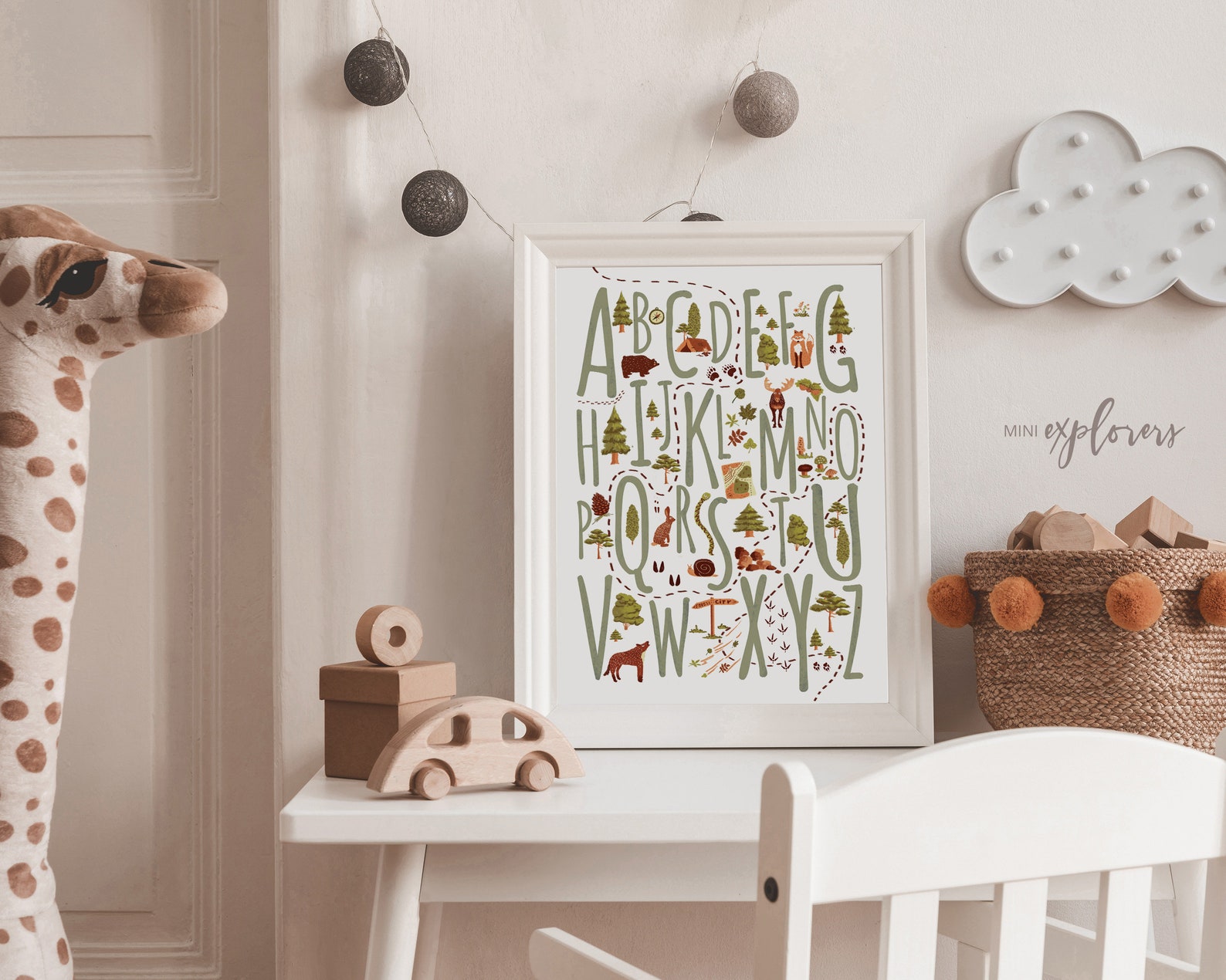 Woodland Abc Poster, Animal Alphabet, Kid Adventure Print, Outdoors ...